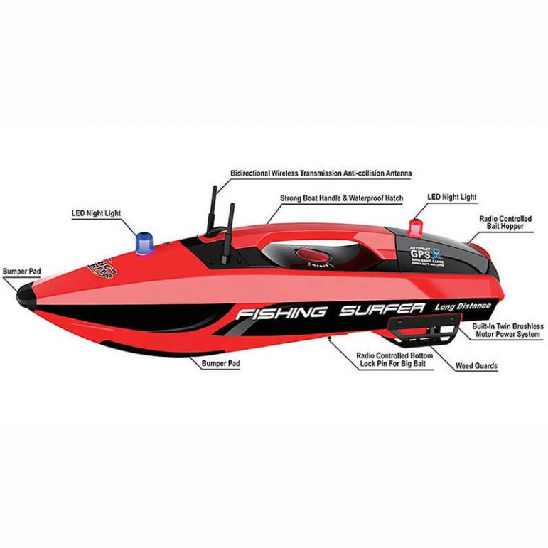 FISHING SURFER V2 GPS Rouge Bateau amorceur RTR 3251V2